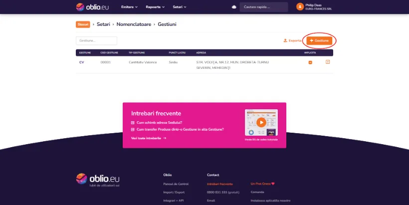 Cum adaug un Punct de Lucru nou? - Tutorial Video Oblio.eu